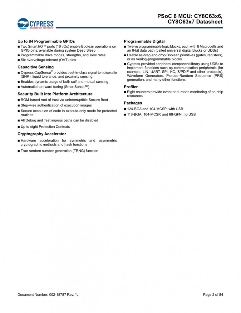 CY8C6347BZI-BLD54 datasheet page 3