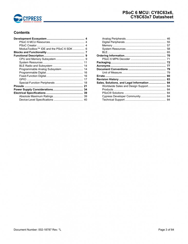 CY8C6347BZI-BLD54 datasheet page 4