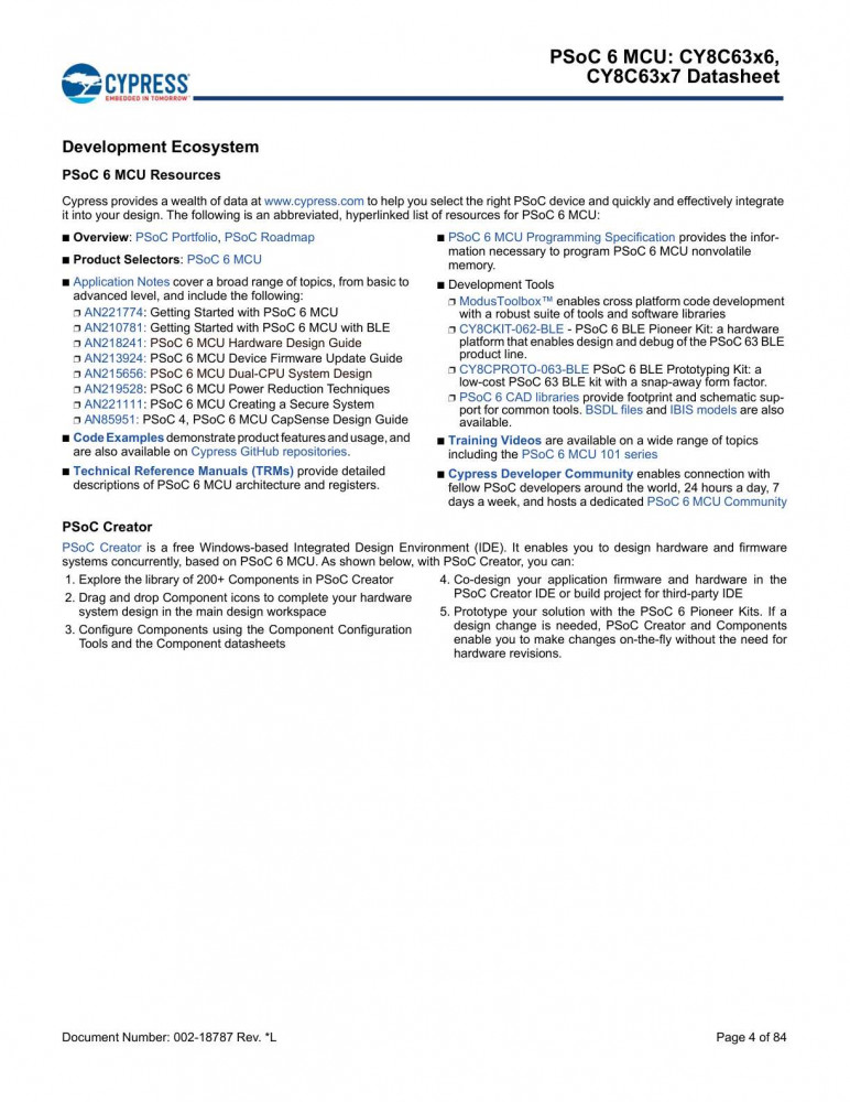 CY8C6347BZI-BLD54 datasheet page 5
