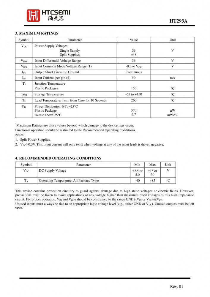 HT293ARZ datasheet page 2