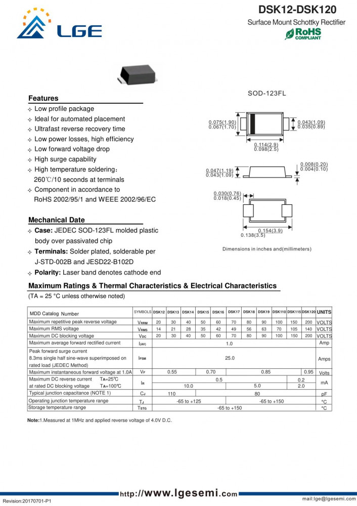 LGE DSK14 datasheet page 1