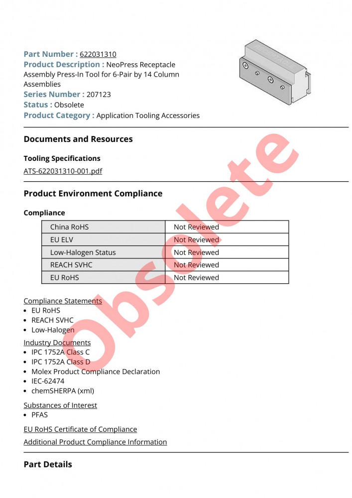 Tooling specification document page 1