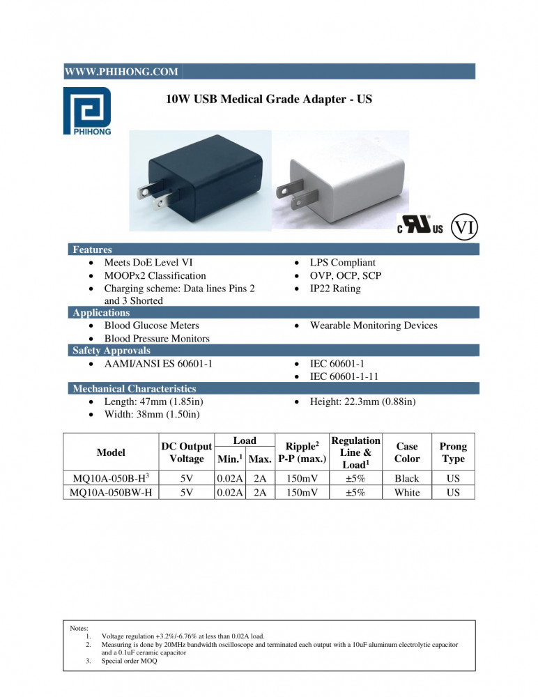 MQ10A-050B-H technical document page 1