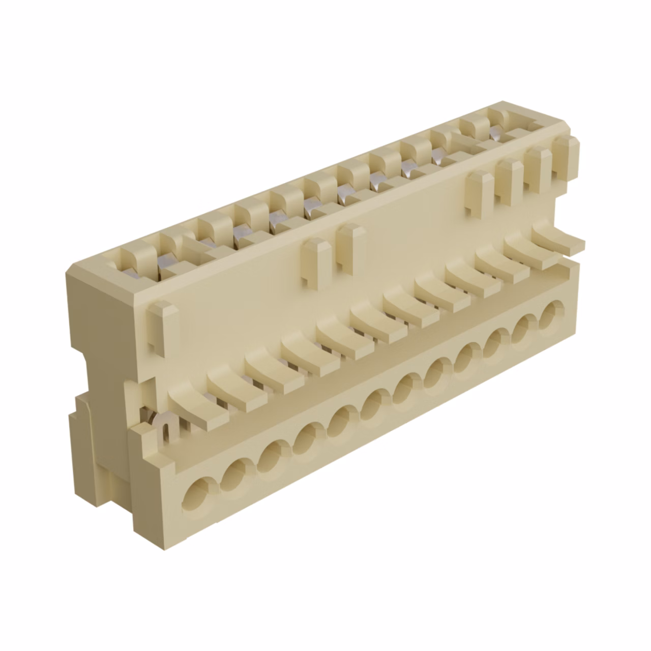 Appli-Mate RAST 2.5 Connector, 2.50mm Pitch, Female, 12 Circuits, Position Keys B, C, D, G, H, and I Removed, Closed Endwalls, Polarizing Rib Between 2/3 and 10/11 for sale