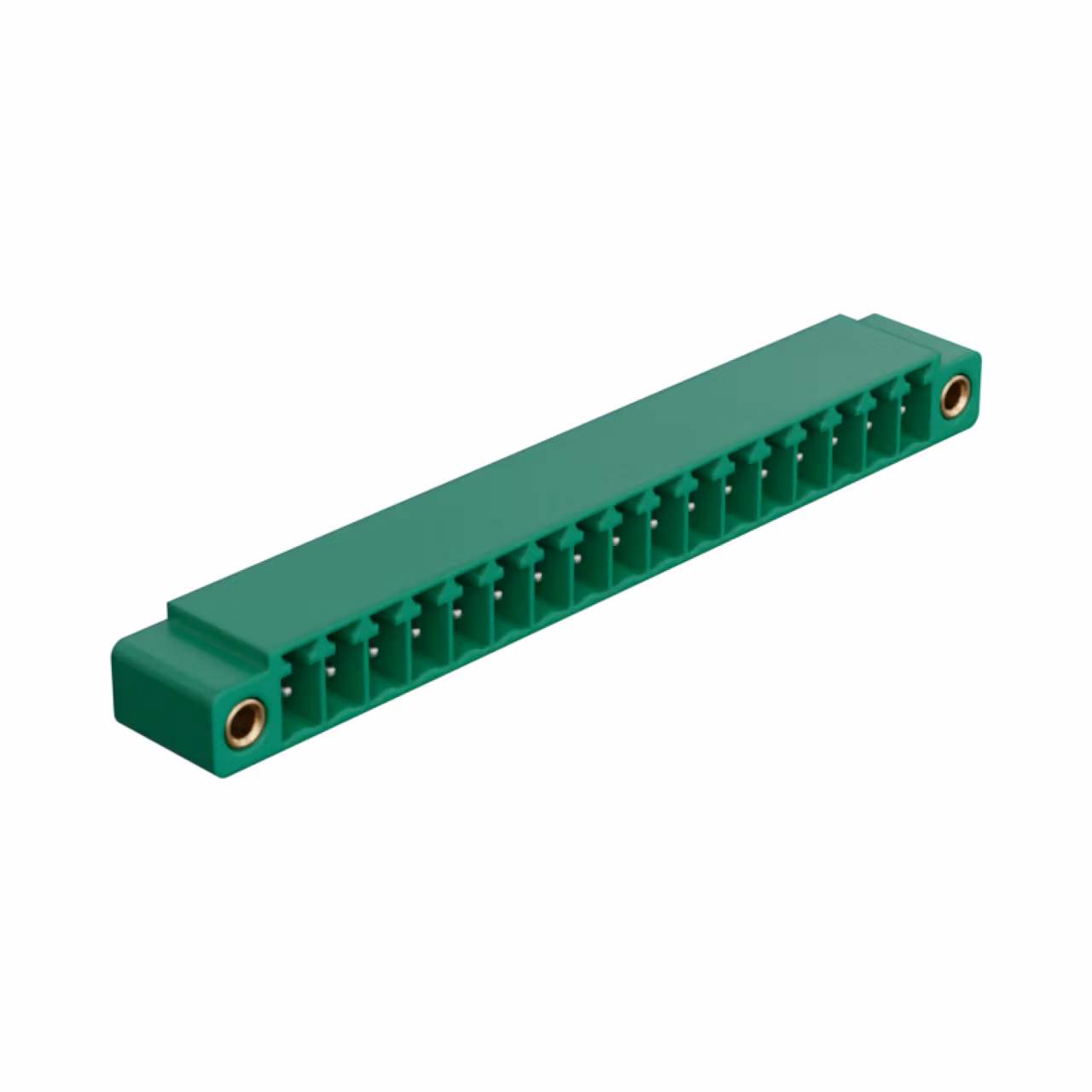 3.50mm Pitch Eurostyle Right-Angle PCB Header, with Threaded Retention Inserts, Green Housing, 17 Circuits for sale