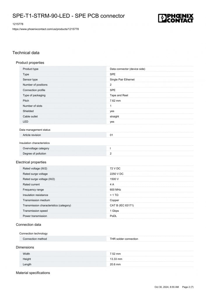 Phoenix Contact 1215778 technical document page 2