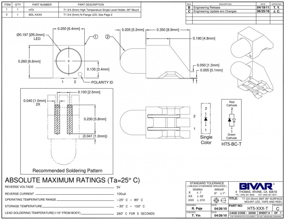 BIVAR HT5-GRN-T technical document sheet 1