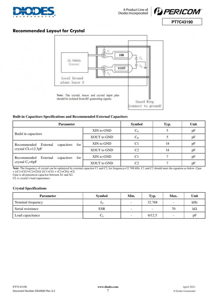 PT7C43190AWEX datasheet page 7