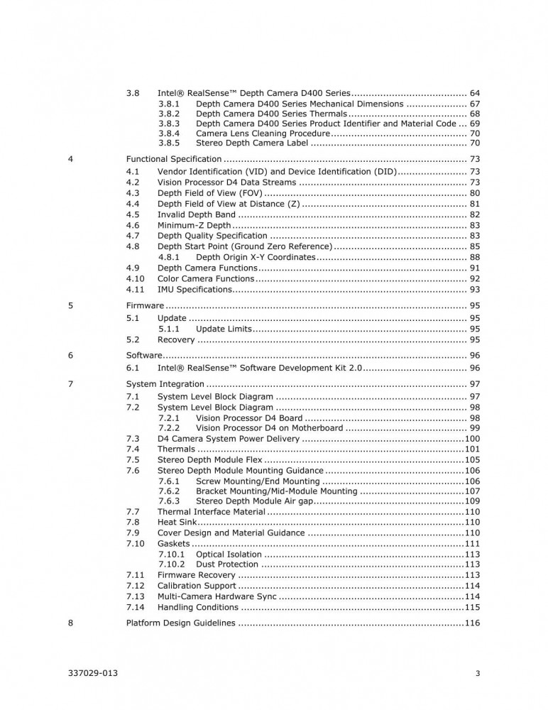 Intel RealSense D400 Series datasheet page 3