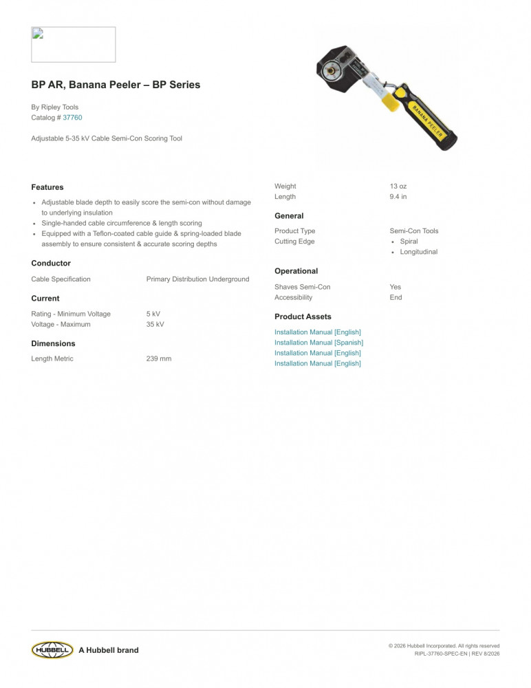 Technical document visual for BP Series catalog 37760