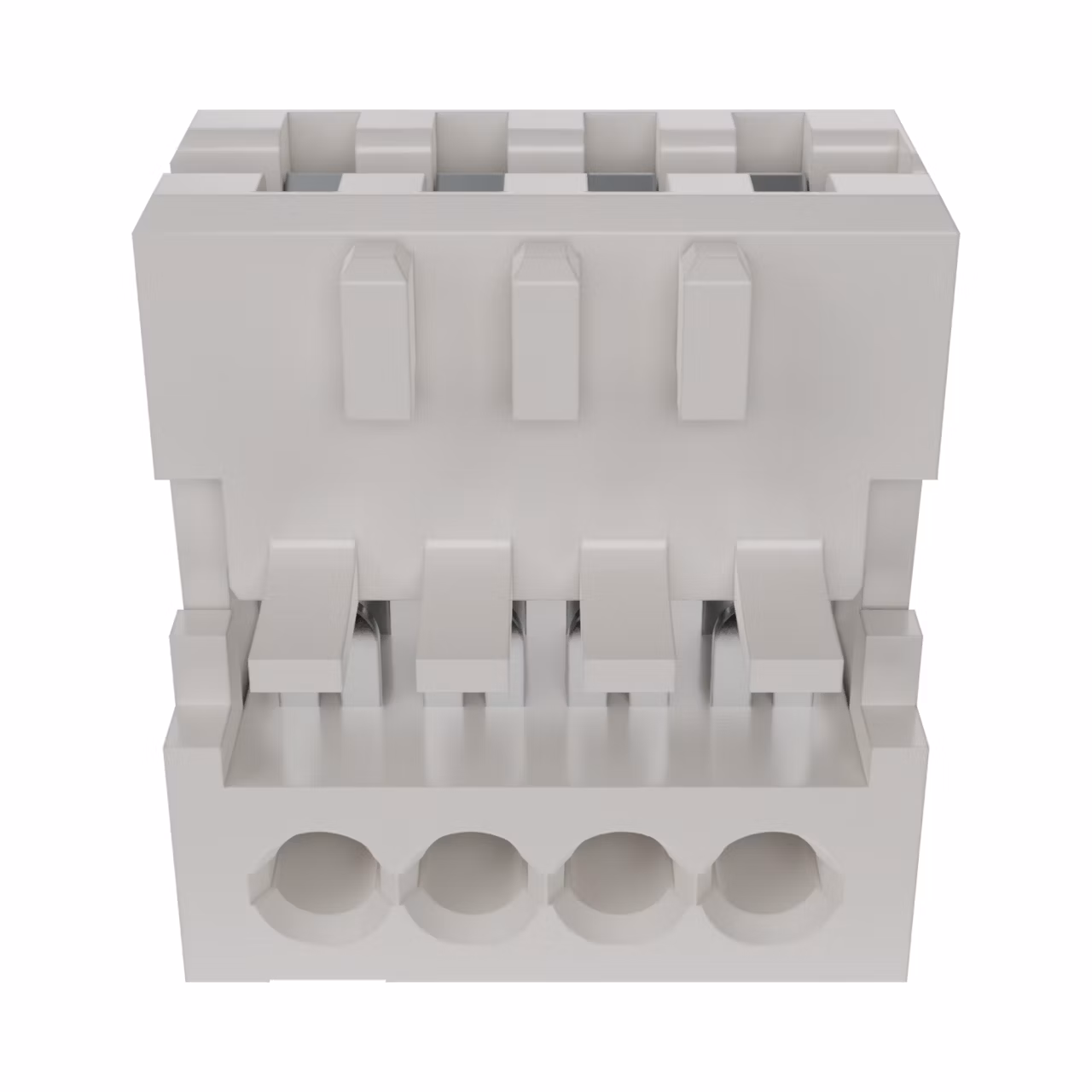 Appli-Mate RAST 2.5 IDT Housing, 2.50mm Pitch, Female, 4 Circuits, Beaded Terminal, Position Keys A & E Removed, 1 Open and 1 Slotted Endwall, Green Color Stripe for sale