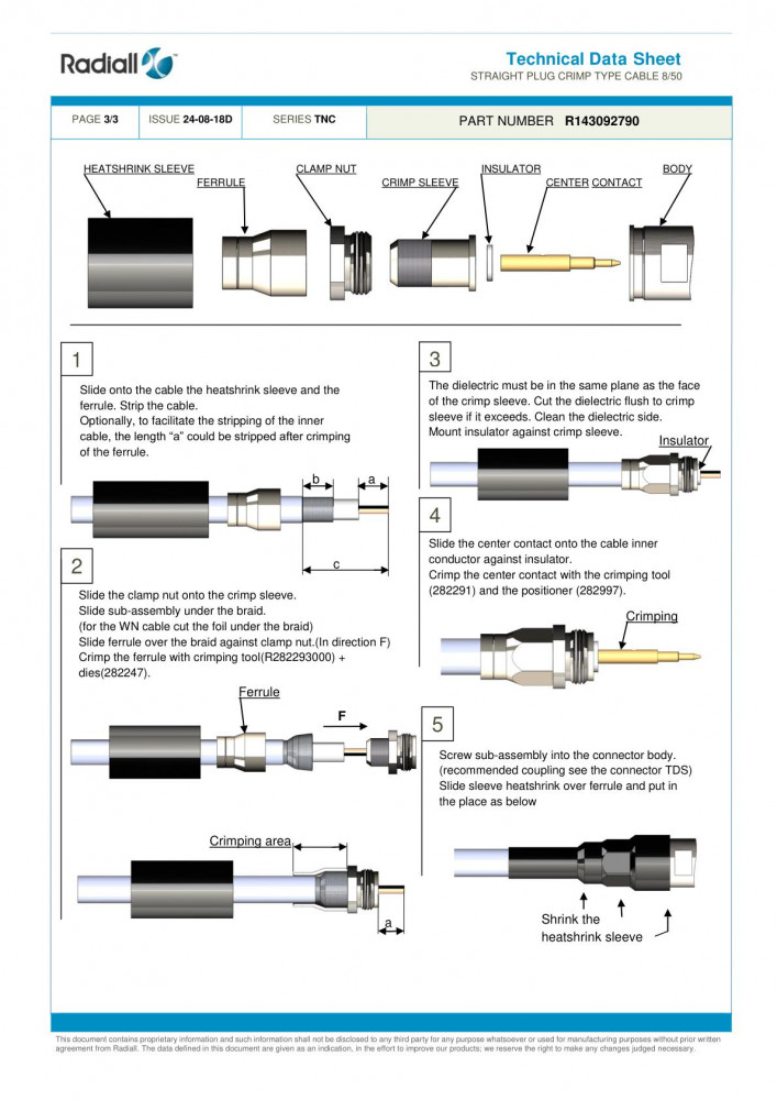Radiall R143092790 cable assembly instructions
