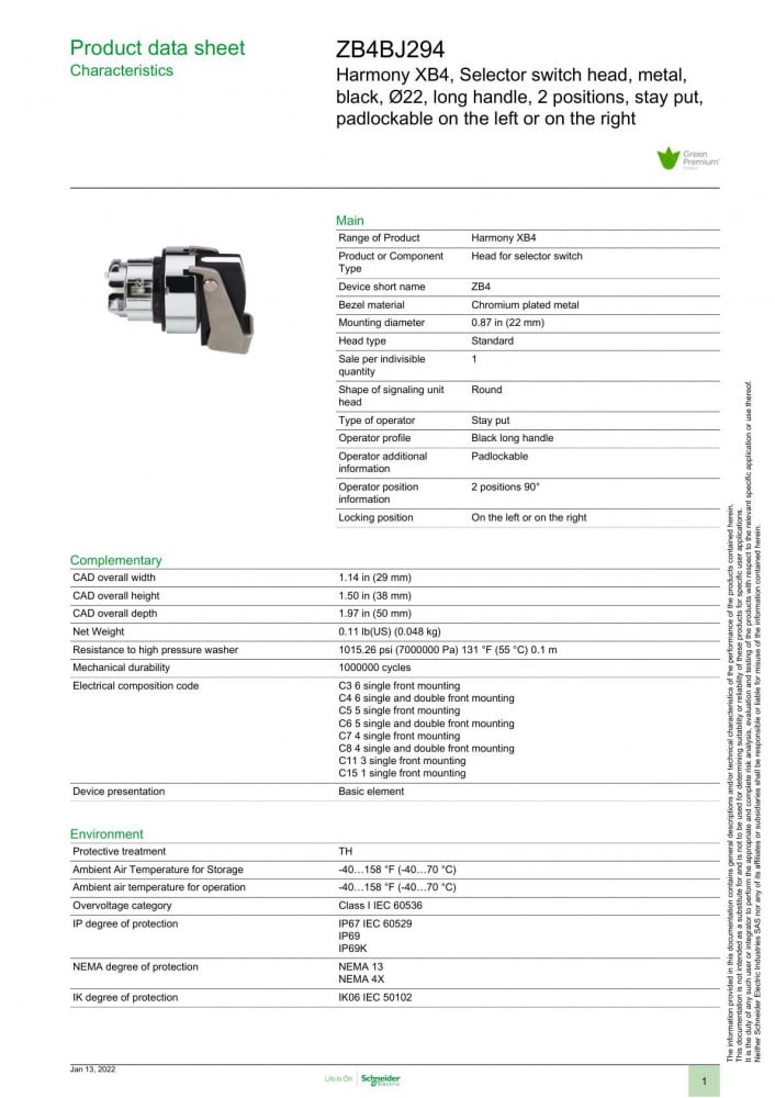 ZB4BJ294 technical document page 1