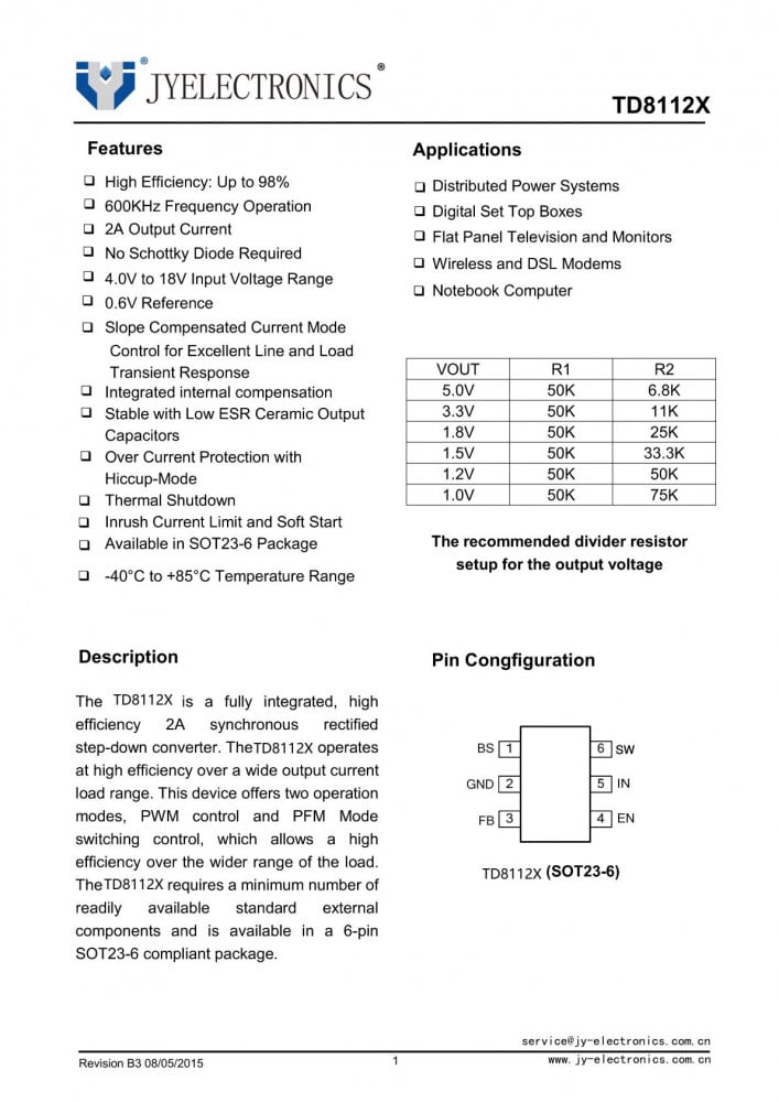 TD8112X datasheet page 1