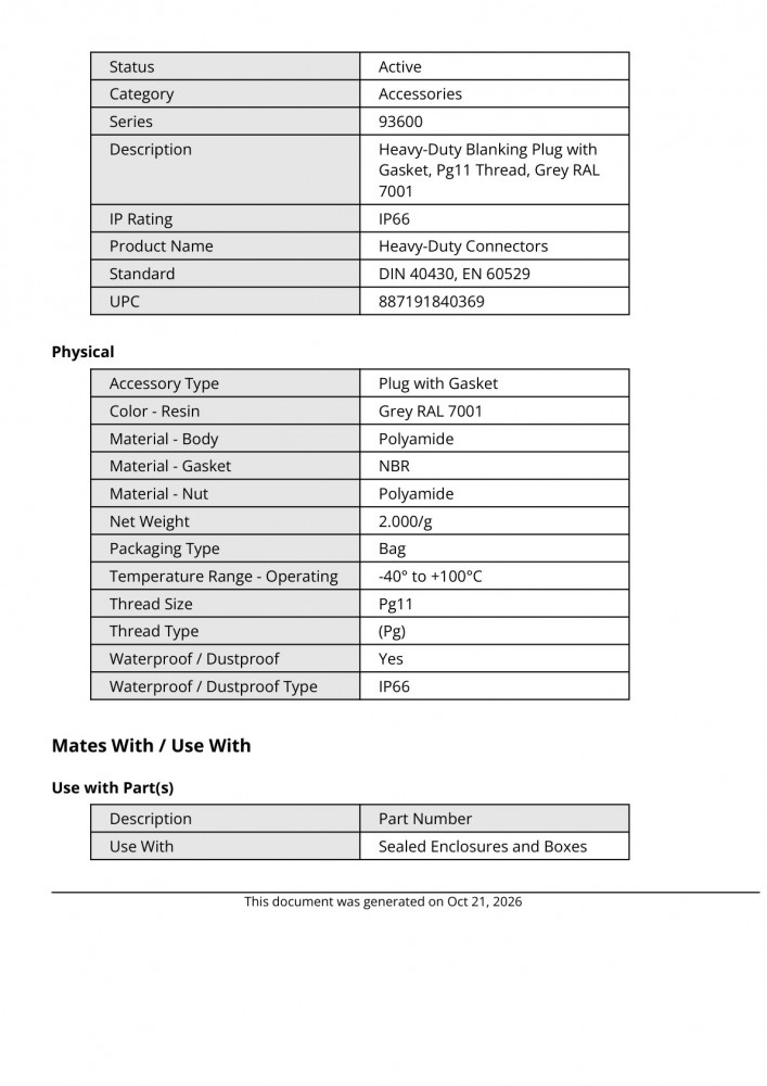 Product document image 2 for MOLEX 936000184
