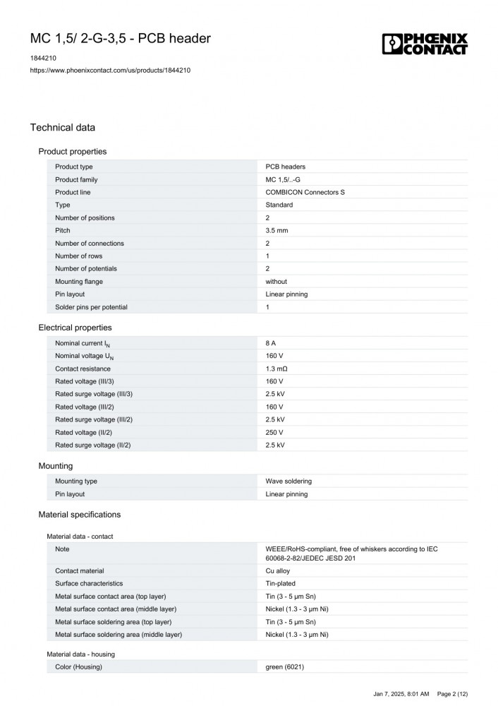Phoenix Contact 1844210 technical document page 2