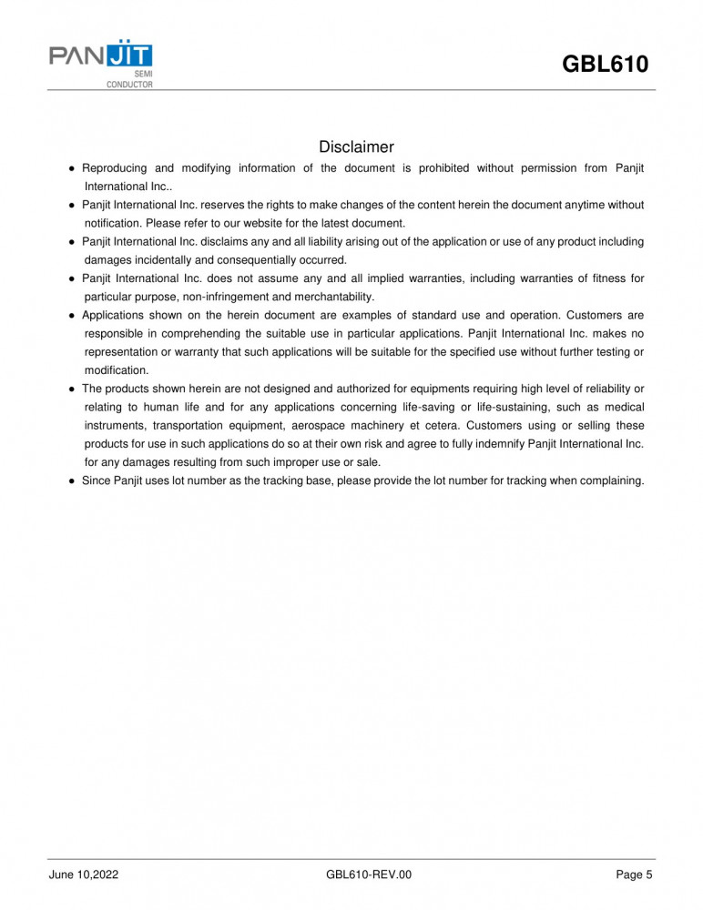 GBL610 datasheet page 5