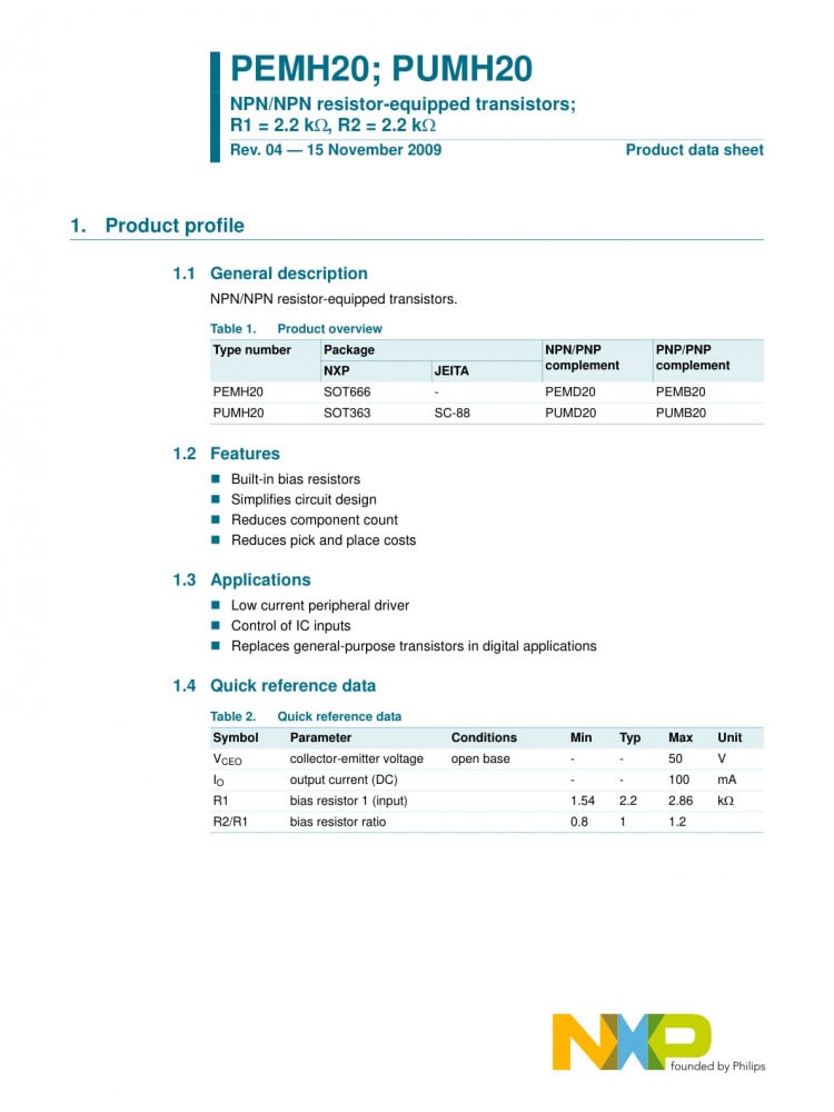 PEMH20 datasheet page 1