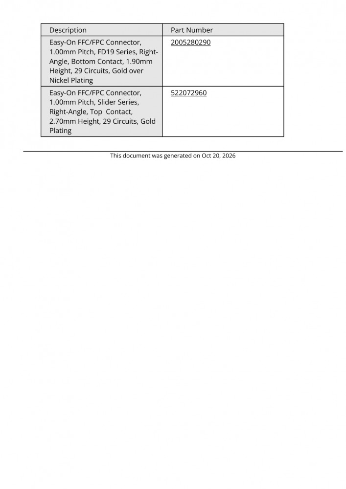 MOLEX FFC family specification page 3