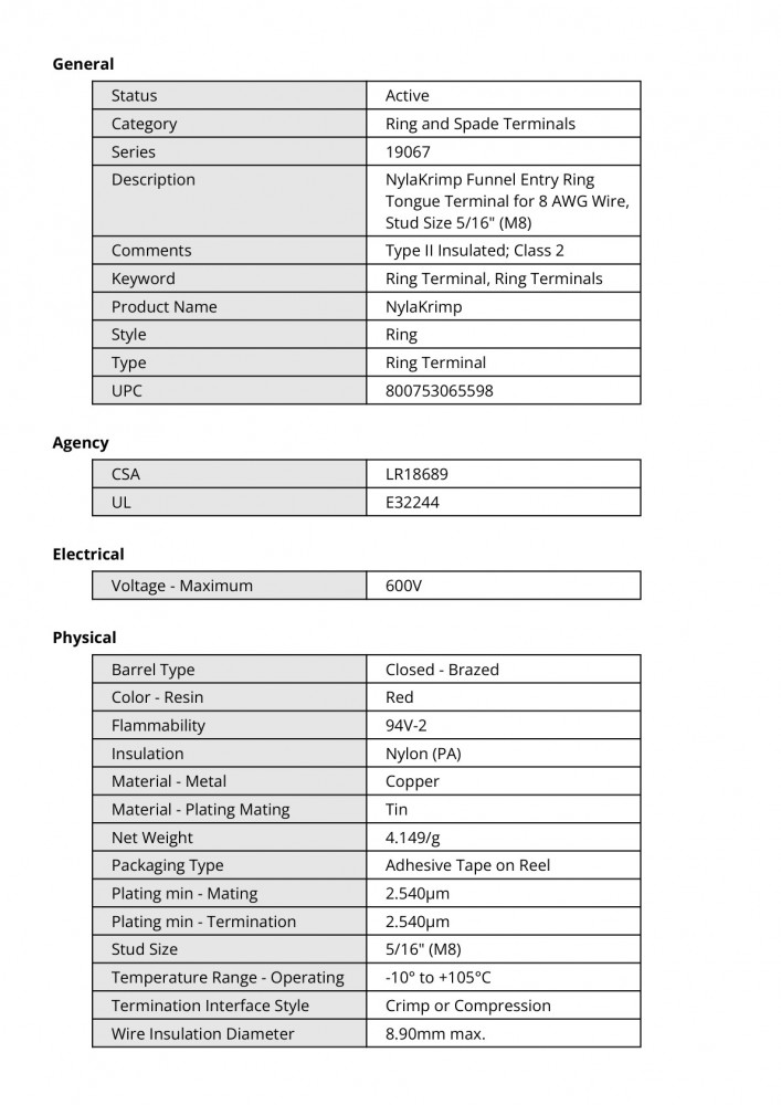 Technical document page 2 for Molex 190670026