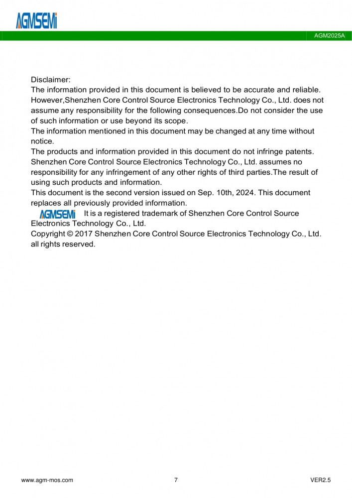 AGM2025A datasheet page 7