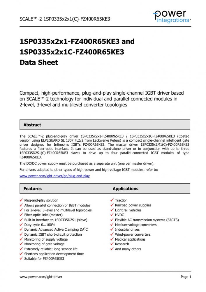 1SP0335V2M1C-FZ400R65KE3 datasheet page 1