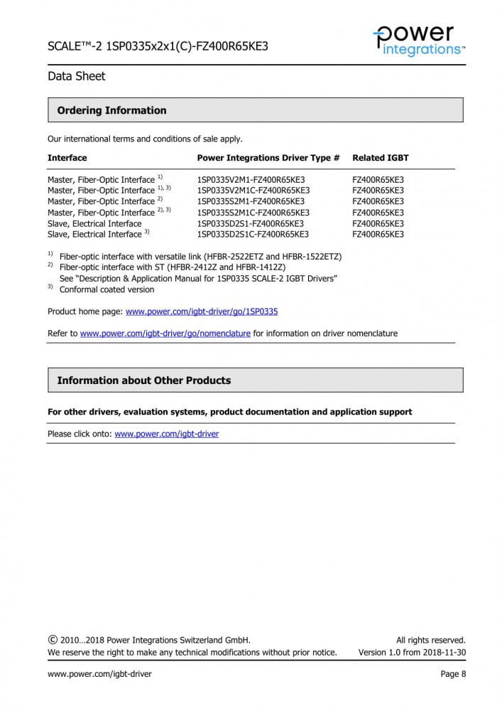 1SP0335V2M1C-FZ400R65KE3 datasheet page 8