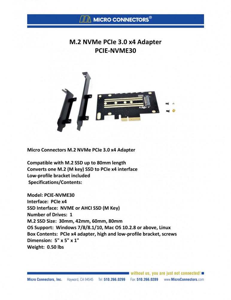 PCIE-NVME30 product documentation image
