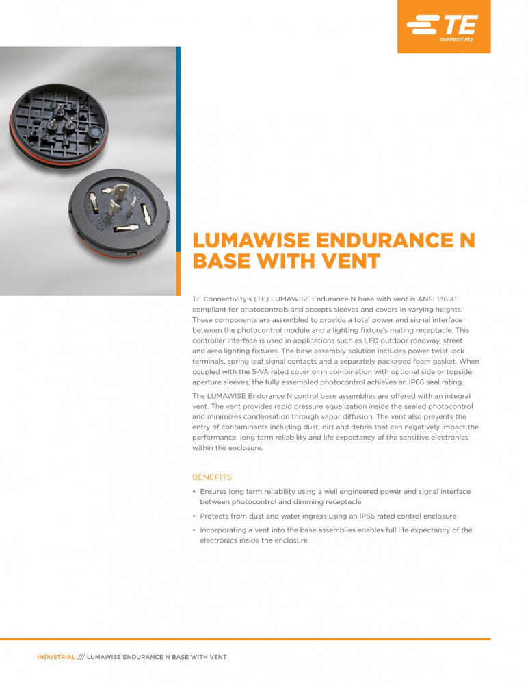 TE Connectivity LUMAWISE Endurance N product document page 1