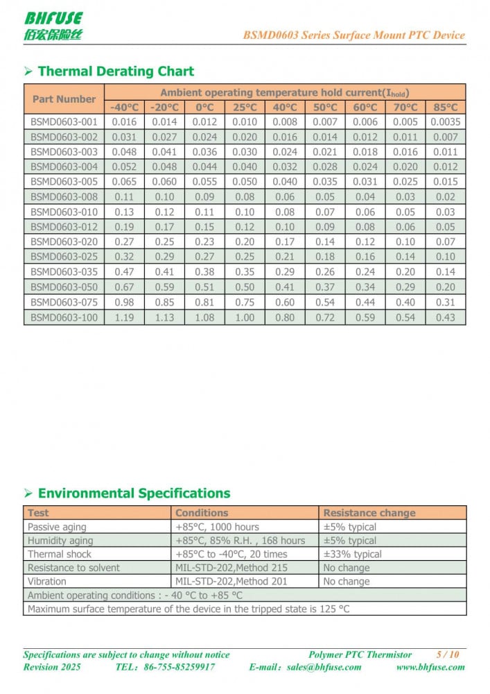 BHFUSE BSMD0603 technical document page 5