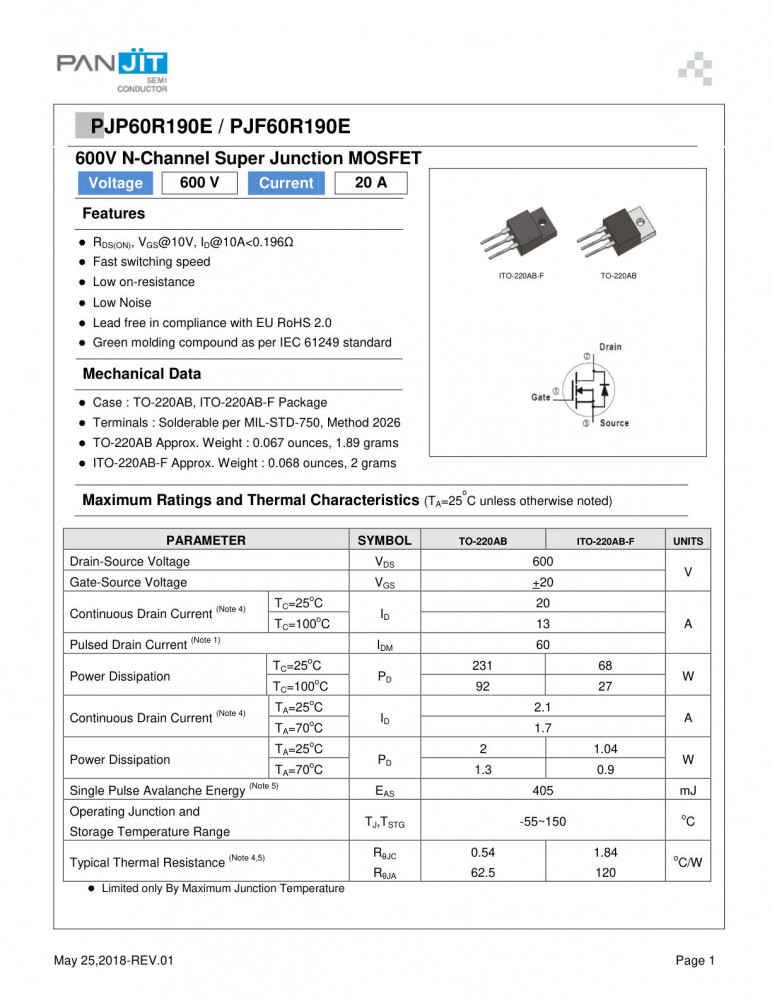 PANJIT datasheet page 1