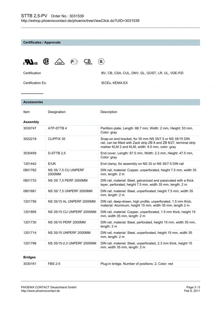 STTB 2,5-PV 3031539 technical document page 3