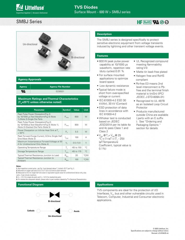 SMBJ36A datasheet page 1