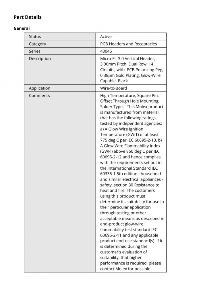 Technical document page 2 for Molex 430451413