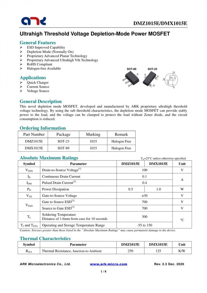 DMZ1015E datasheet page 1