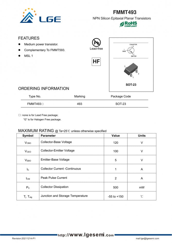 FMMT493 datasheet page 1