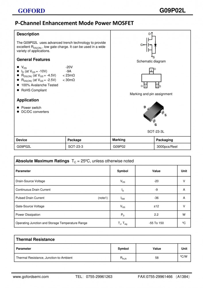G09P02L datasheet page 1