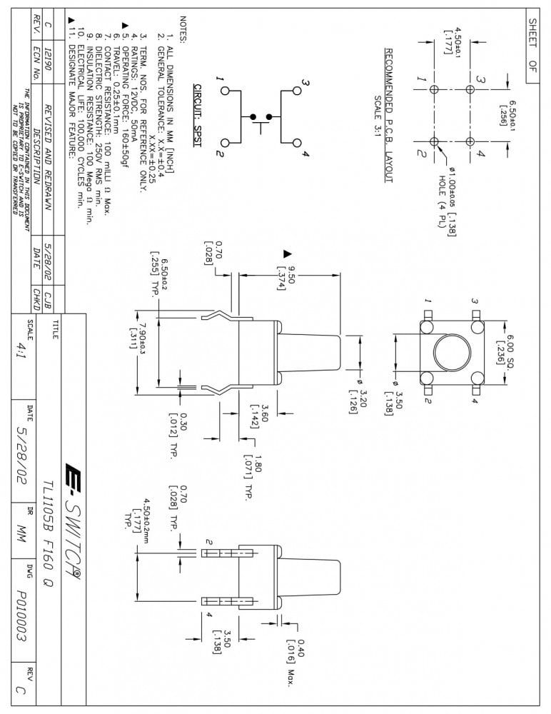 TL1105BF160Q technical document preview