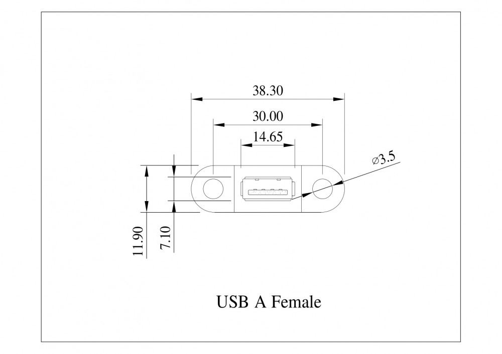 Adafruit 908 USB A Female technical drawing