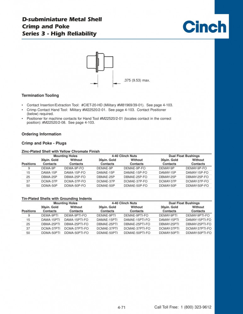 CINCH DCMAM37P technical document page 4