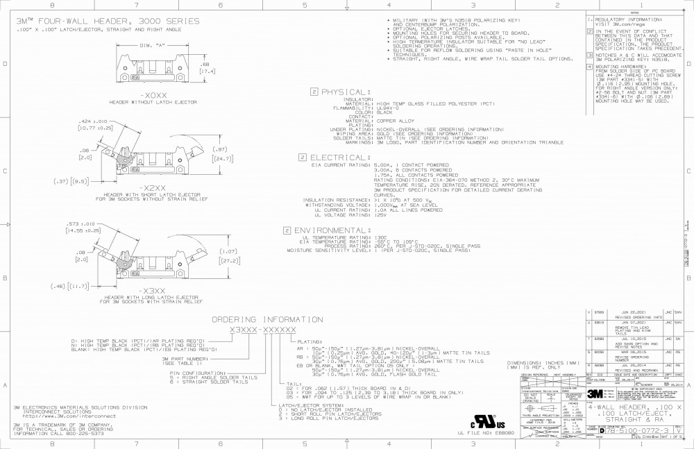 3M 3000 Series header datasheet page 1