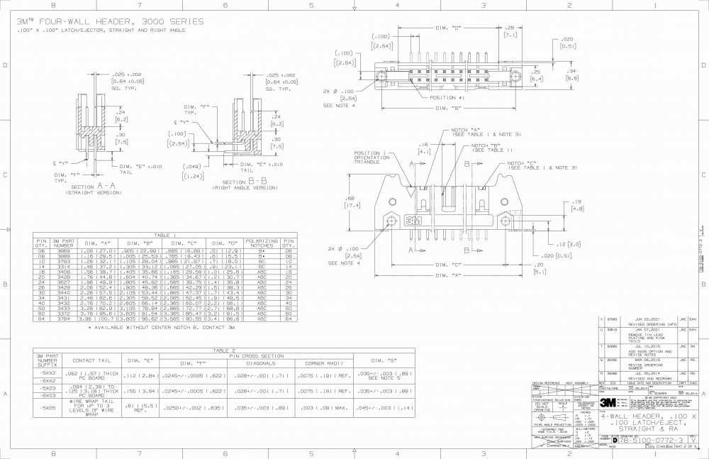 3M 3000 Series header datasheet page 2