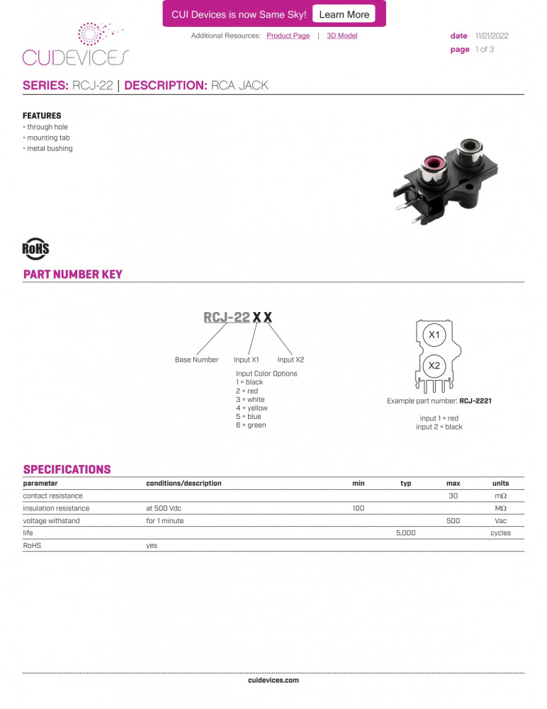 CUI RCJ-2234 technical document page 1