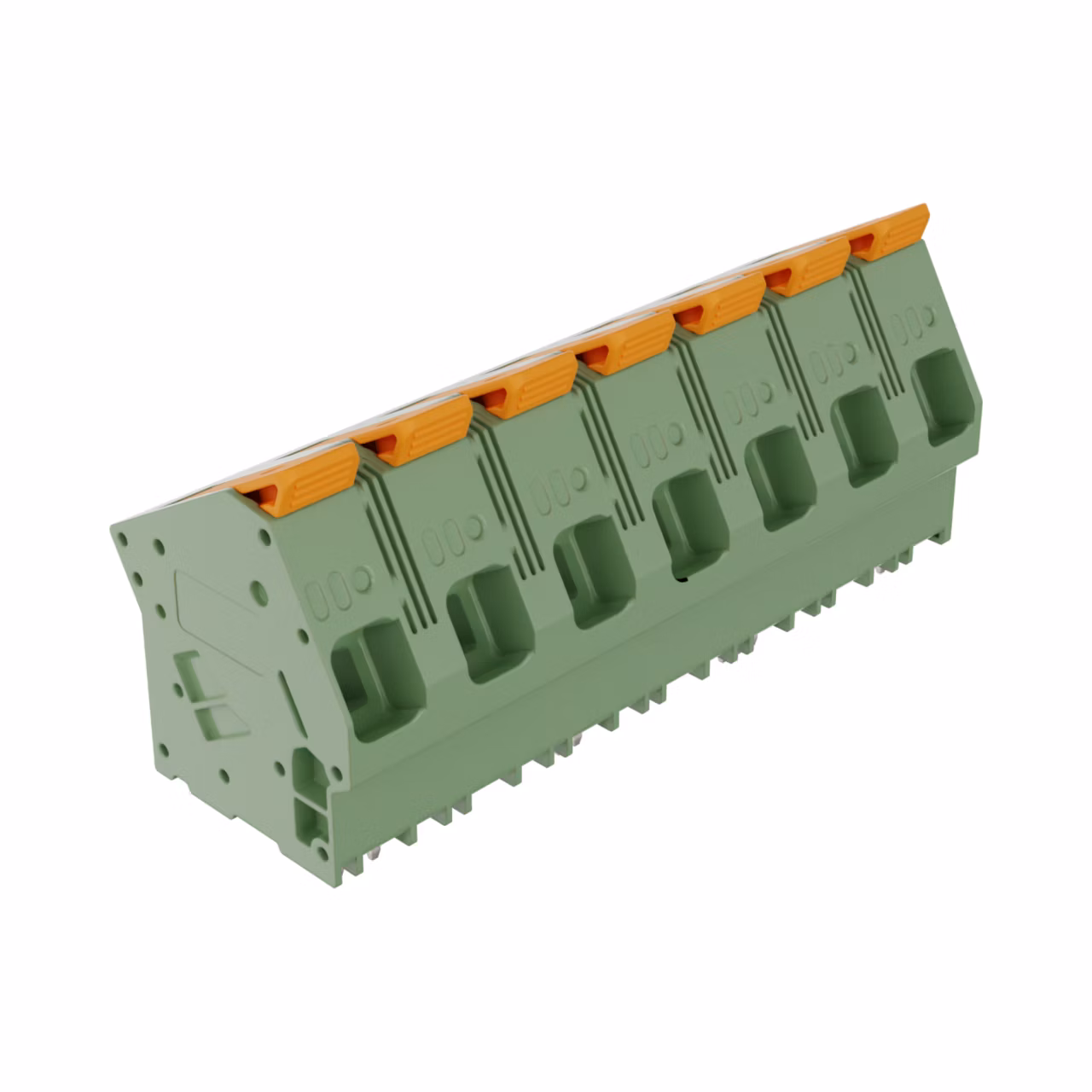 15.00mm Pitch Lever Activated Fixed Mount PCB Terminal Block, 35° Wire Entry, Left Front Terminal, 7 Circuit for sale