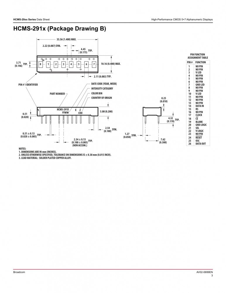 HCMS-29xx datasheet page 3
