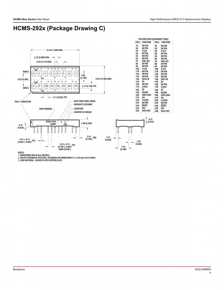 HCMS-29xx datasheet page 4