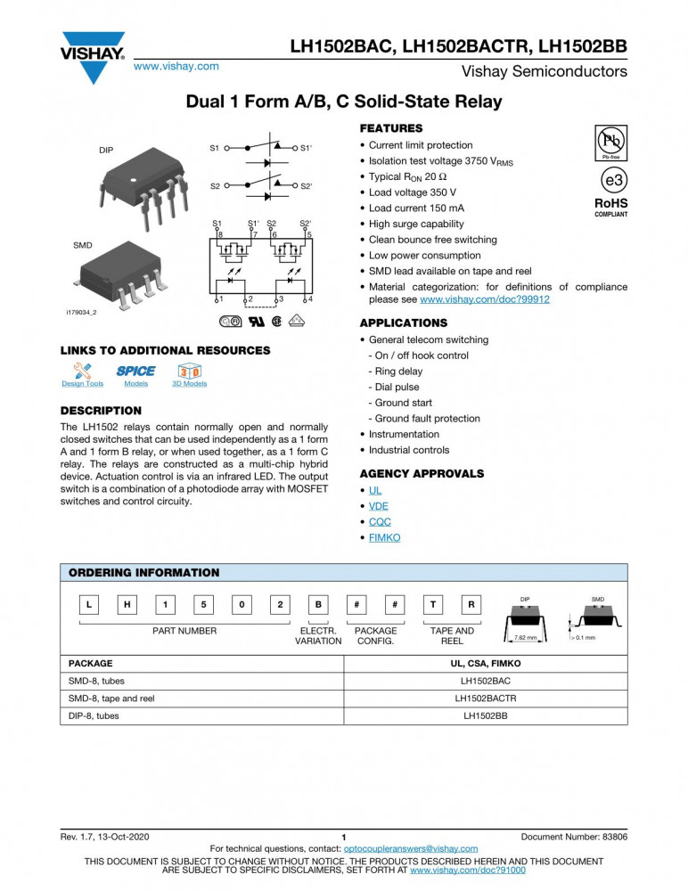 LH1502BB datasheet page 1