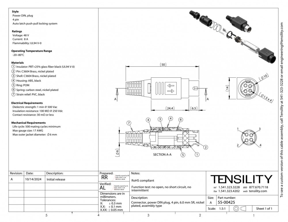 Tensility International 55-00425 product drawing