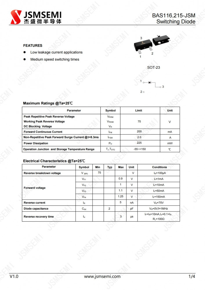 BAS116,215-JSM datasheet page 1