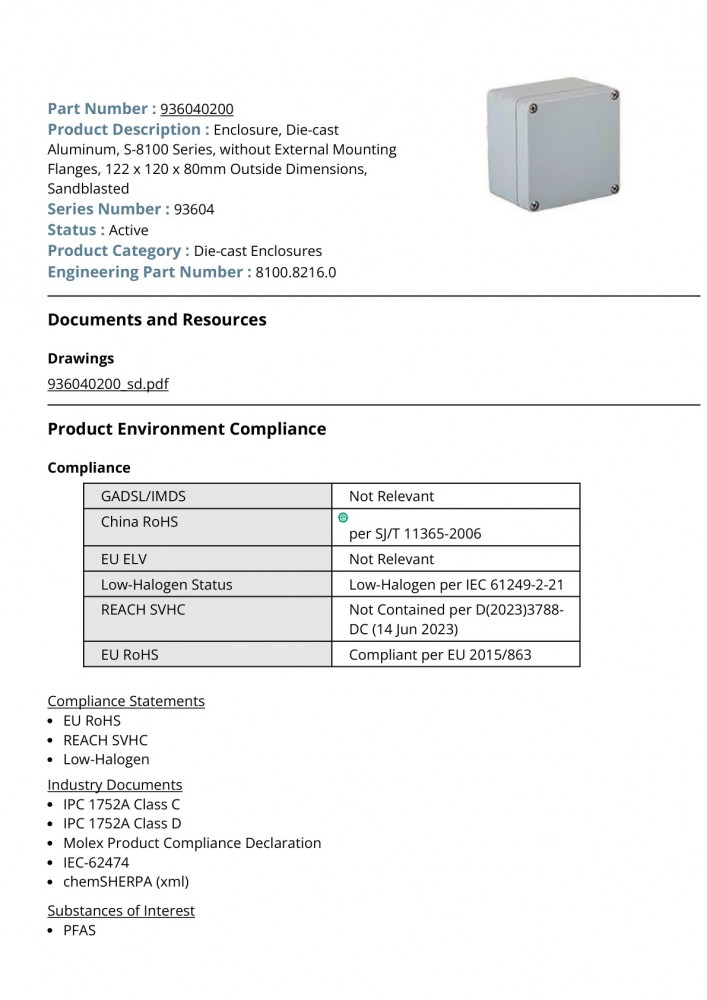 936040200 product drawing, page 1